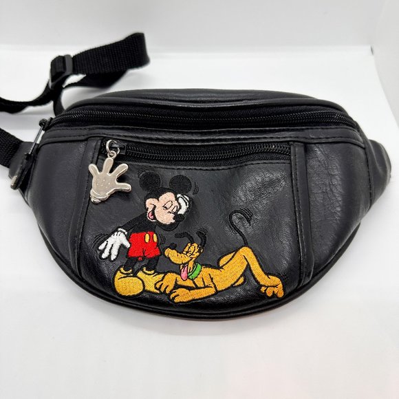 Disney | Bags | Rare Vintage Walt Disney World Fanny Pack Faux Black ...